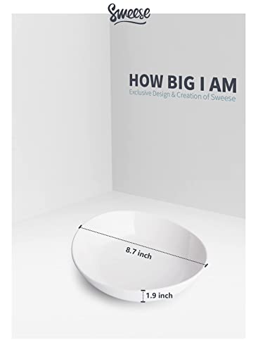 Sweese 135.001 Porcelain Salad Pasta Bowls - 28 Ounce - Set of 6, White