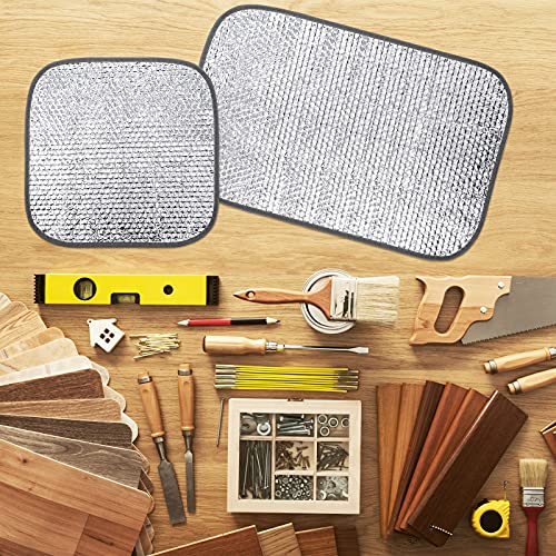 2 Pieces RV Door Window Skylight Shade Sunshield Reflective Window Cover, 25 x 16 Inch, 16 x 16 Inch, RV Insulation Car Windshield Camper RV Skylight Insulator, with Clear Double-Sided Tape (Silver)