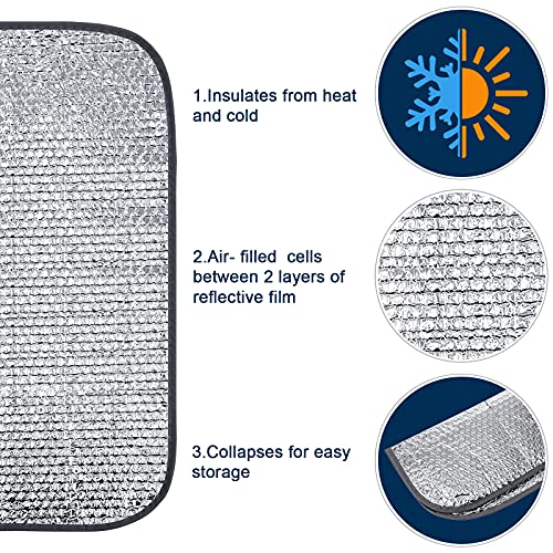 2 Pieces RV Door Window Skylight Shade Sunshield Reflective Window Cover, 25 x 16 Inch, 16 x 16 Inch, RV Insulation Car Windshield Camper RV Skylight Insulator, with Clear Double-Sided Tape (Silver)