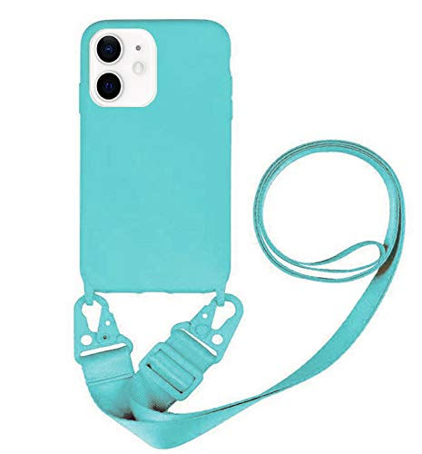 UnnFiko Silicone Case Compatible with iPhone Xs Max, Adjustable Crossbody Necklace, Lanyard Neck Strap Protective Case Cover (Ice Blue, iPhone Xs Max)