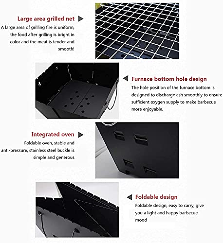 ATAAY Barbecue tool set Outdoor Charcoal Grill, Stainless Steel Barbecue Tool Kits with Square Design Suitable for Outdoor Campers Barbecue Lovers Travel Parks Beaches Wild