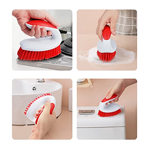 Carpet Scrub Brush Scrubber for Cleaning- EXEGO Shower Cleaning Brush with Handle Bathroom Stiff Bristle Brush Heavy Duty Scrubber for Bathroom Shower Sink Carpet TubTile Floor Cleaning -2 Pack