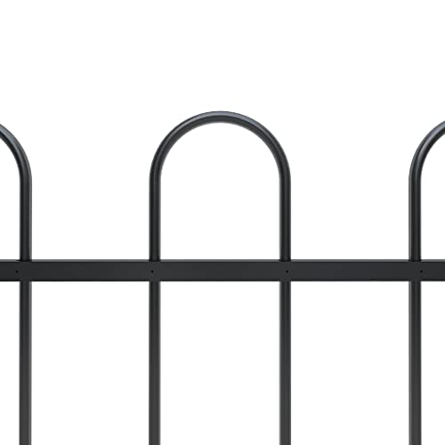Garden Fence,Decorative Garden Fence, Security Palisade Fence,Practical Barrier Wall,Landscape Boundary Fence,Fencing for Yard,with Hoop Top,Steel 22.3' Black