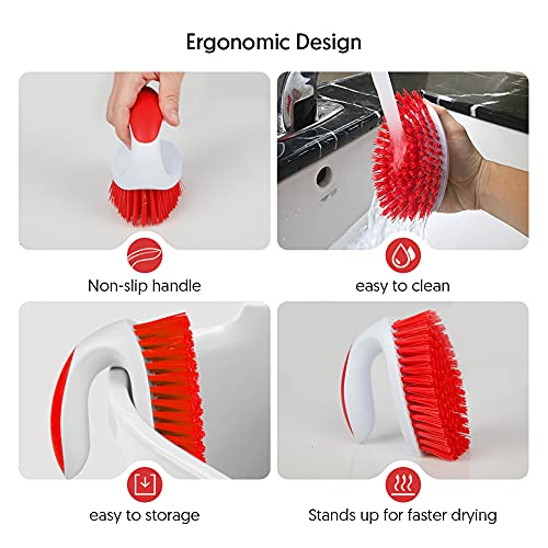 Carpet Scrub Brush Scrubber for Cleaning- EXEGO Shower Cleaning Brush with Handle Bathroom Stiff Bristle Brush Heavy Duty Scrubber for Bathroom Shower Sink Carpet TubTile Floor Cleaning -2 Pack