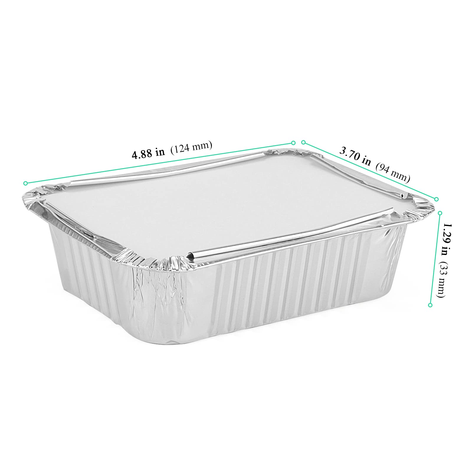 SENJEOK 125 Pack 8oz Aluminum Foil Pans with Lids, 240ml Aluminum Foil Containers, 4.8 x 3.7 x 1.3 Inch Tin Foil Tray for Household, Take Outs