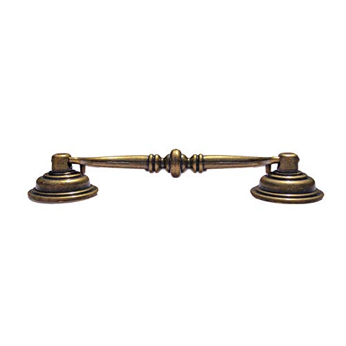 MuDuJia 6-Pack 3 1/2 Inch Shabby Chic Drawer Pulls Handles Antique Bronze Kitchen Cabinet Drop Bail Pulls Handles (6, 3.5" Hole Center/Antique Brozne)