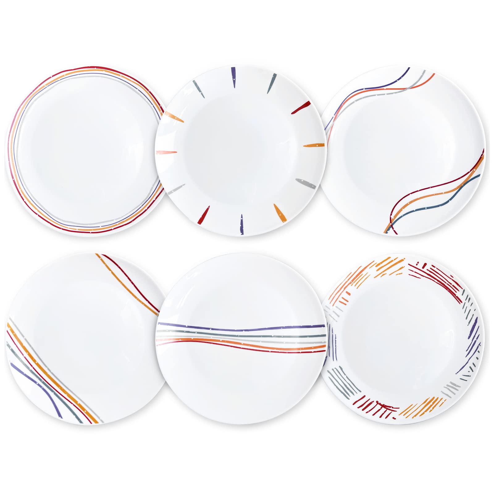 KITOECOFR 10.5" Dinner Plates Set of 6,Rainbow Glass Ceramic Plates,Lead-Free & Non-Toxic,Flat Stackable - Microwave,Oven & Dishwasher Safe