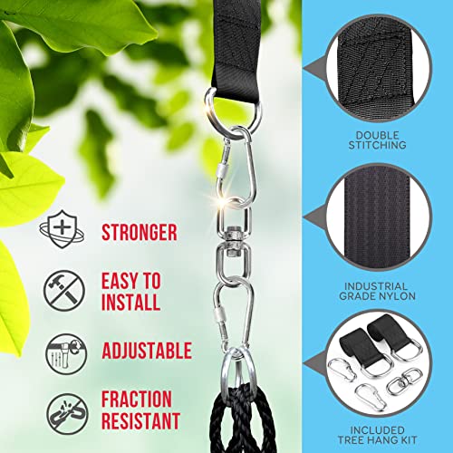 SereneLife Hanging Tent Swing with Hang Kit, Outdoor Tree Swing with Swivel Spinner for Kids (Blue)