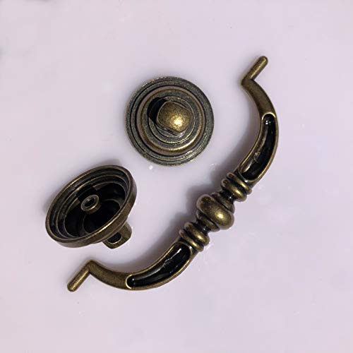 MuDuJia 6-Pack 3 1/2 Inch Shabby Chic Drawer Pulls Handles Antique Bronze Kitchen Cabinet Drop Bail Pulls Handles (6, 3.5" Hole Center/Antique Brozne)
