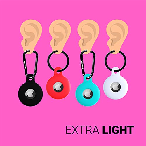 Airtag Holder, Airtag Case, Air tag Holder, Airtag Accessories, Airtag Key Ring, Airtag Keychain, Silicone Airtag Case, 4 Pack – White, Turquoise, Red, Black