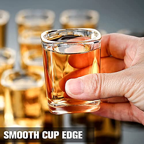 Vivimee 30 Pack Heavy Base Shot Glasses Bulk, 2.2 oz Square Shot Glasses Set, Clear Espresso Shot Glass, Small Whiskey Shot Glasses for Vodka, Whiskey, Tequila, Espressos, Spirits & Liquors