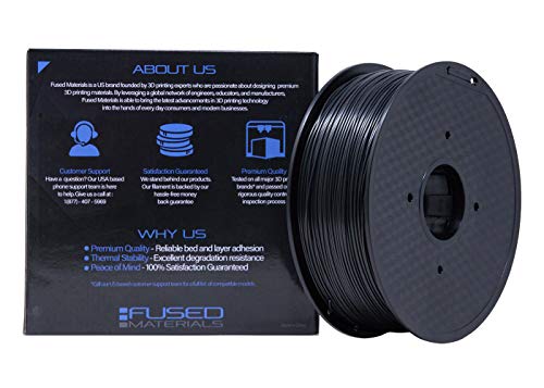 Fused Materials Black ASA 3D Printer Filament - 1kg Spool, 1.75mm, Dimensional Accuracy +/- 0.03 mm, (Black)
