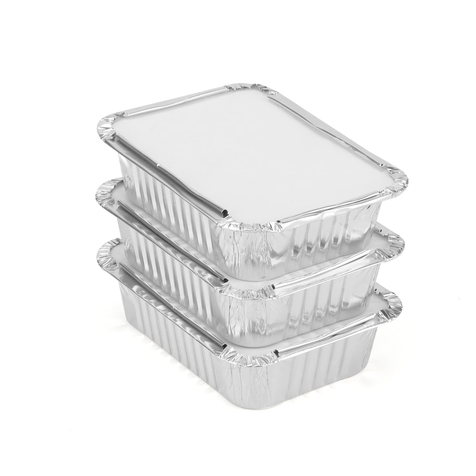 SENJEOK 125 Pack 8oz Aluminum Foil Pans with Lids, 240ml Aluminum Foil Containers, 4.8 x 3.7 x 1.3 Inch Tin Foil Tray for Household, Take Outs