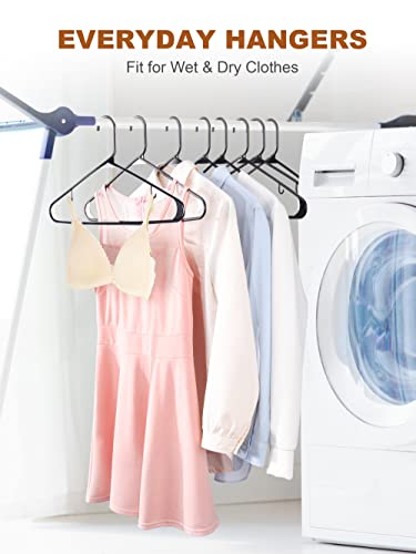 Jersow Black Plastic Hangers 60 Pack, Clothes Hangers Space Saving, Heavy Duty Coat Hangers for Closet, Non Slip Clothing Hangers with Hooks, Black Hangers for Coat, Shirt, Short, Suits