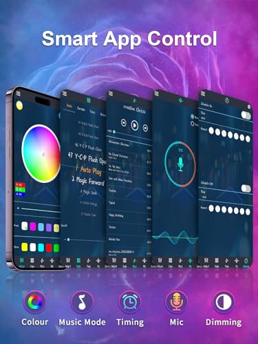 GIPOYENT LED Lights for TV, 16.4FT TV LED Backlight, for 45-75 Inch TV, Music Sync TV LED Light with Bluetooth Function - RGB Color Changing Light Strip for Bedroom (16.4ft)