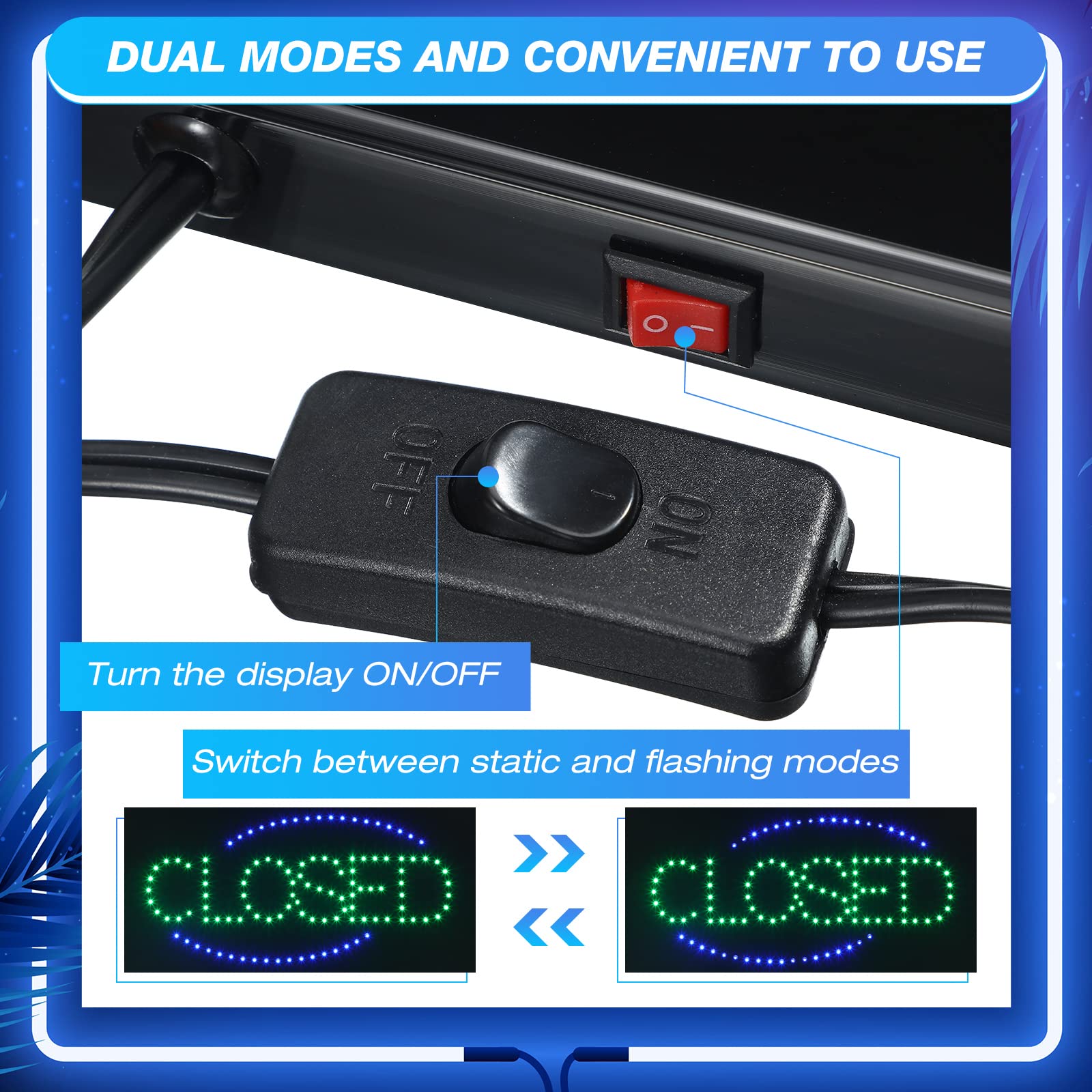 Liliful 2 Pcs Neon Open and Closed Signs for Business Set 19" x 10" LED Open Signs for Business Window Door with 2 Modes Ultra Bright Electronic Advertisement Display Bar Shop Hotel Barbershop