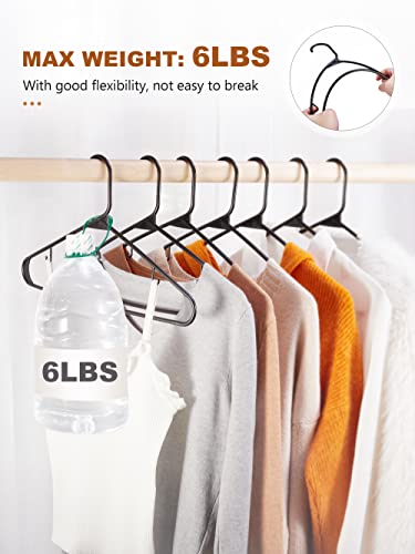 Jersow Black Plastic Hangers 60 Pack, Clothes Hangers Space Saving, Heavy Duty Coat Hangers for Closet, Non Slip Clothing Hangers with Hooks, Black Hangers for Coat, Shirt, Short, Suits