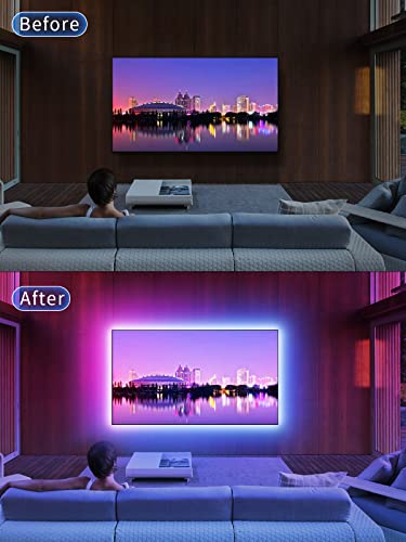 GIPOYENT LED Lights for TV, 16.4FT TV LED Backlight, for 45-75 Inch TV, Music Sync TV LED Light with Bluetooth Function - RGB Color Changing Light Strip for Bedroom (16.4ft)