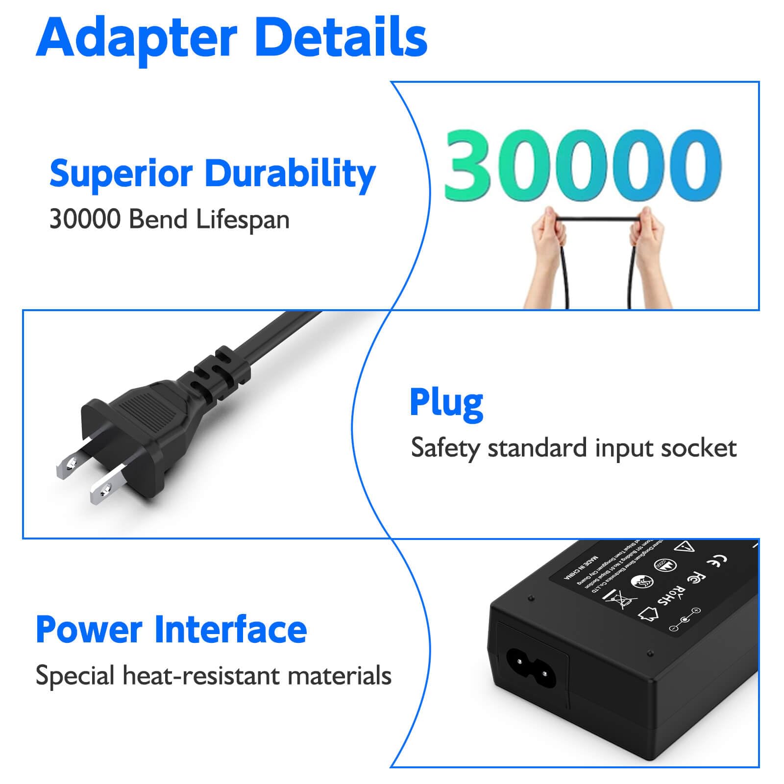 42V 2A Electric Scooter Charger for GOTRAX,PowerFast 1-Prong Inline Connector for 36V Pocket Mod,Diameter 5.5mm, 2.1mm