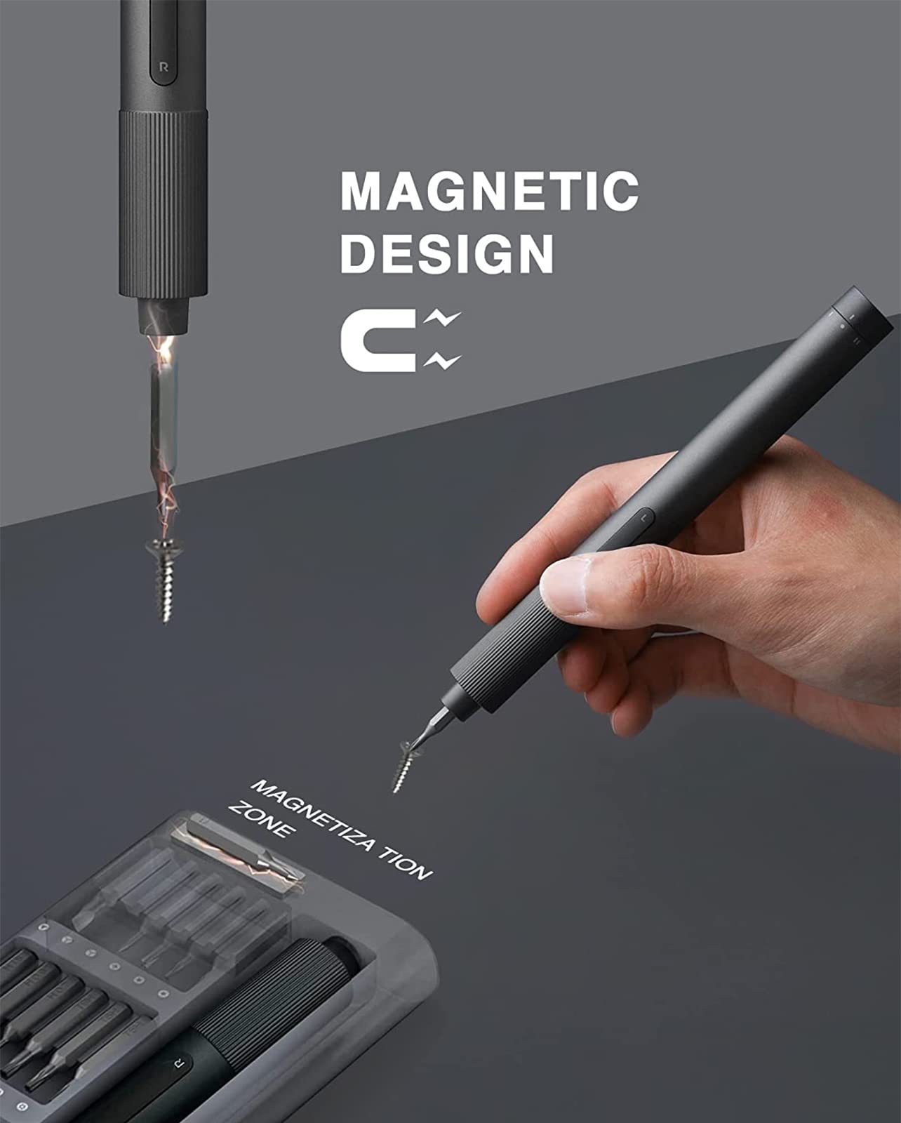 Mini Electric Precision Screwdriver,Powerful Magnetic Motor, High Strength S2 Steel Screwdriving Bits,Long Time Working Rechargeable Lithium Battery, LED Lights,Perfect for Phones PC Laptops,Grey