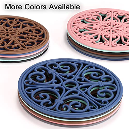 Trivets for Hot Dishes - NWFHTD Silicone Trivet Mat for Kitchen Counter - Hot Plates to Protect Table / Hot Pads for Countertops / Hot Pot Holder / Pads for Hot Pots & Pans - Set of 3, Black