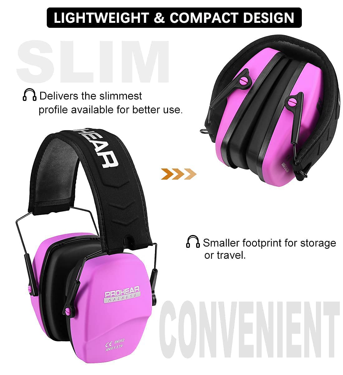 PROHEAR 016 Shooting Ear Protection Earmuffs 3 Pack, NRR 26dB for Gun Range, Hunting -Black and Green and Pink