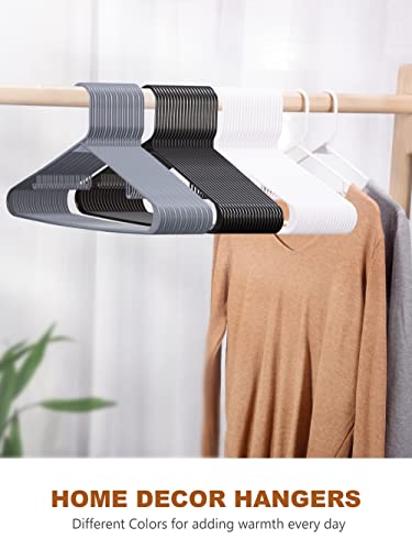 Jersow Black Plastic Hangers 60 Pack, Clothes Hangers Space Saving, Heavy Duty Coat Hangers for Closet, Non Slip Clothing Hangers with Hooks, Black Hangers for Coat, Shirt, Short, Suits