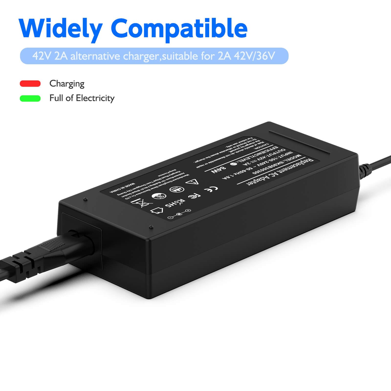 42V 2A Electric Scooter Charger for GOTRAX,PowerFast 1-Prong Inline Connector for 36V Pocket Mod,Diameter 5.5mm, 2.1mm