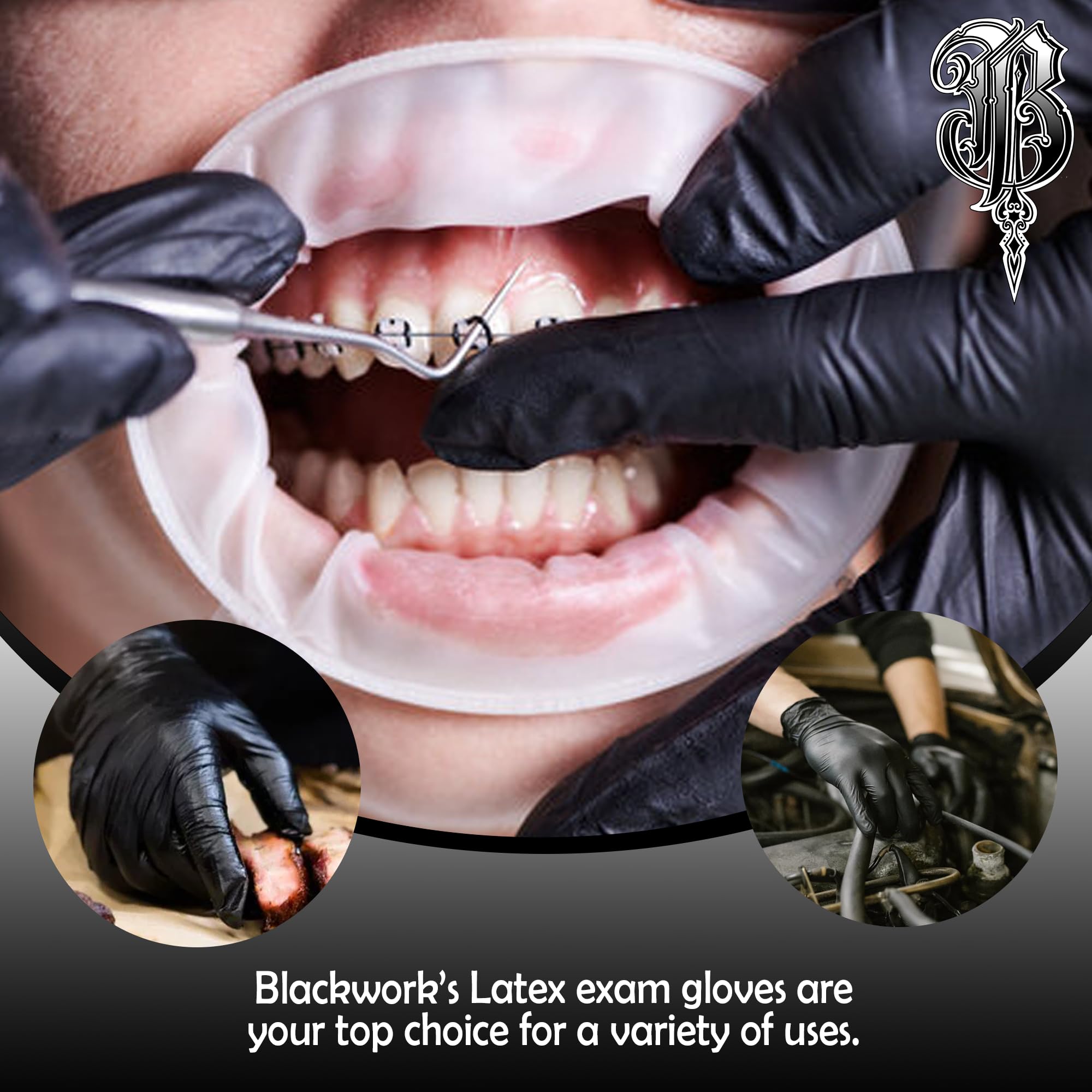 Blackwork Supply Latex Gloves 1000ct-Case, 100ct-Box, X-Small to X-Large | Non-Sterile Powder Free Medical Grade Exam Gloves (1, Extra Large)