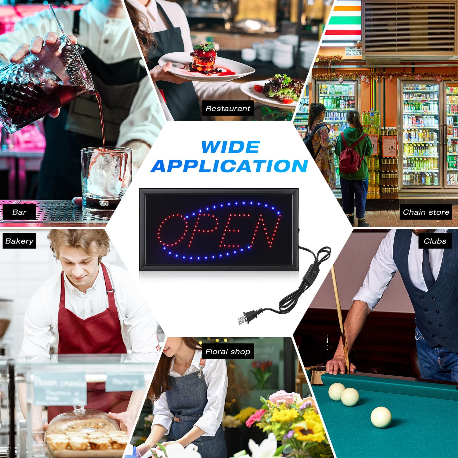 Liliful 2 Pcs Neon Open and Closed Signs for Business Set 19" x 10" LED Open Signs for Business Window Door with 2 Modes Ultra Bright Electronic Advertisement Display Bar Shop Hotel Barbershop