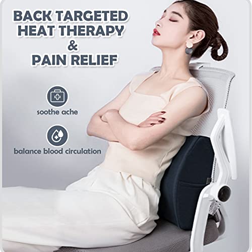 Heating Lumbar Support Pad for Back Pain Relief, Electric Heated Pad for Back with Strap, Soothing Heat Therapy 3 Heat Settings Timer Settings, Heating Technology for Waist, Abdomen, Neck, Shoulders