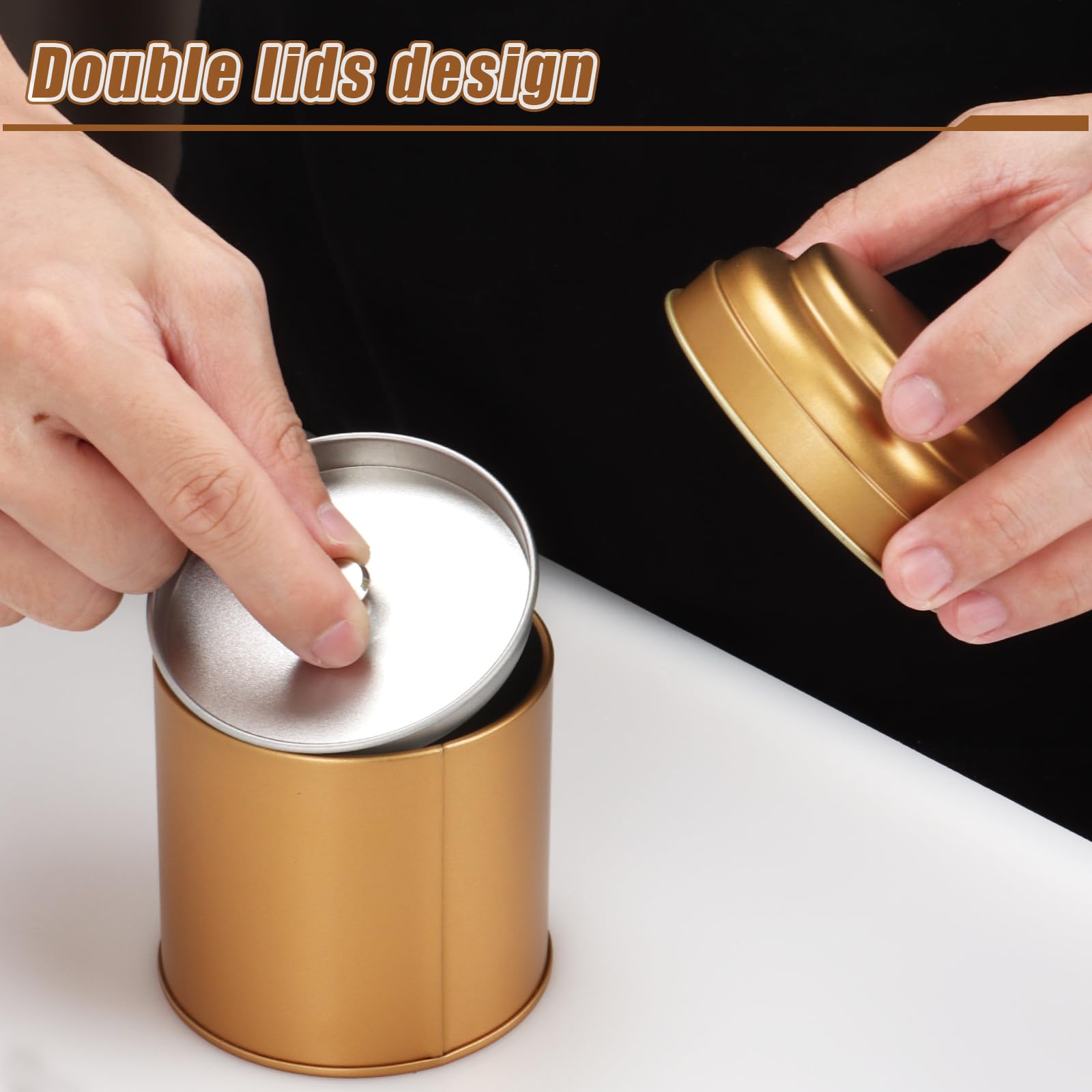 Oungy 12 PCS Small Tea Tin Canisters with Airtight Double Lids 8 OZ Loose Leaf Tea Storage Tea Containers Round Tin Can Box for Loose Tea Spices Cube Sugar