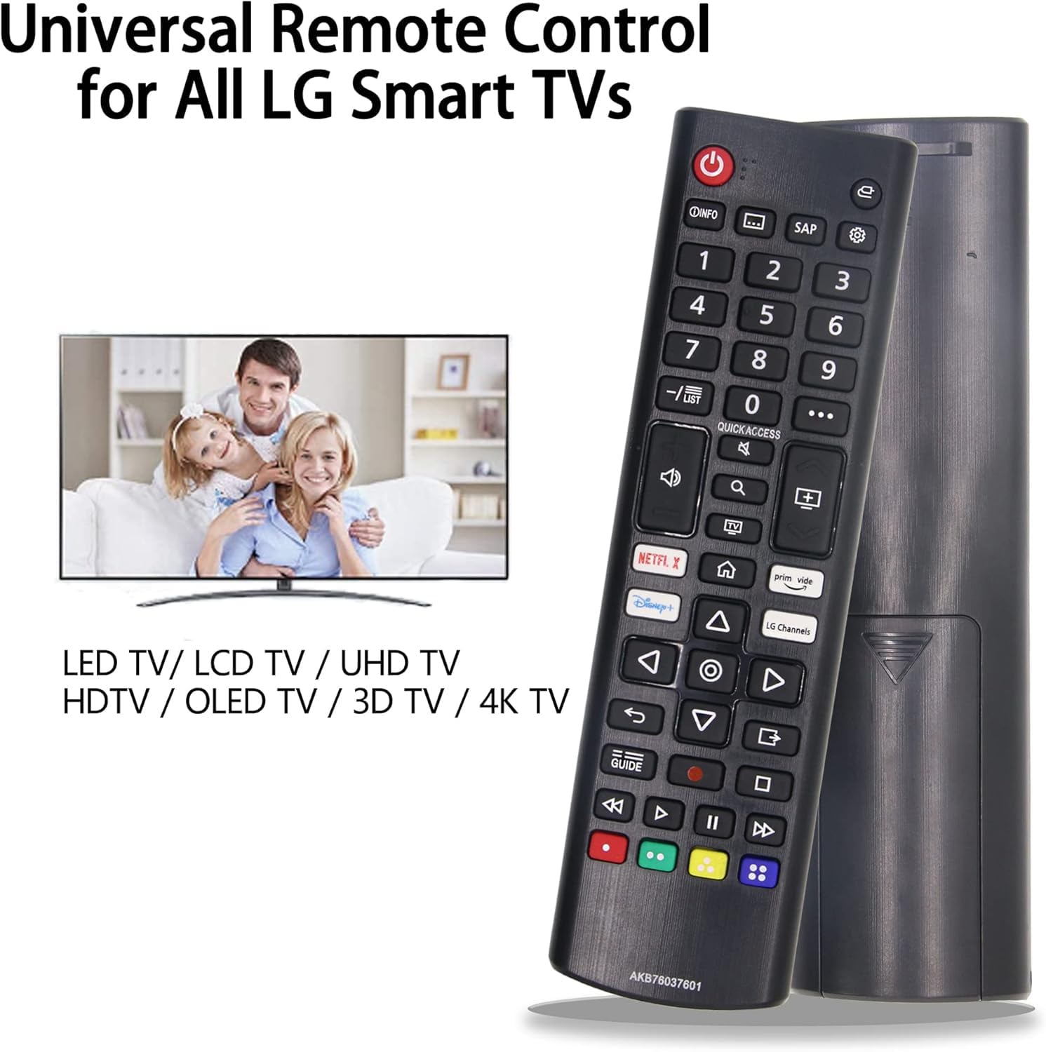 Replacement Remote Control for LG TV Remote LED OLED LCD Webos 4K 8K UHD HDTV HDR Smart TV with Netflix, Prime Video, Disney, LG Channels Button AKB76037601 43UP7000PUA 32LM627BPUA