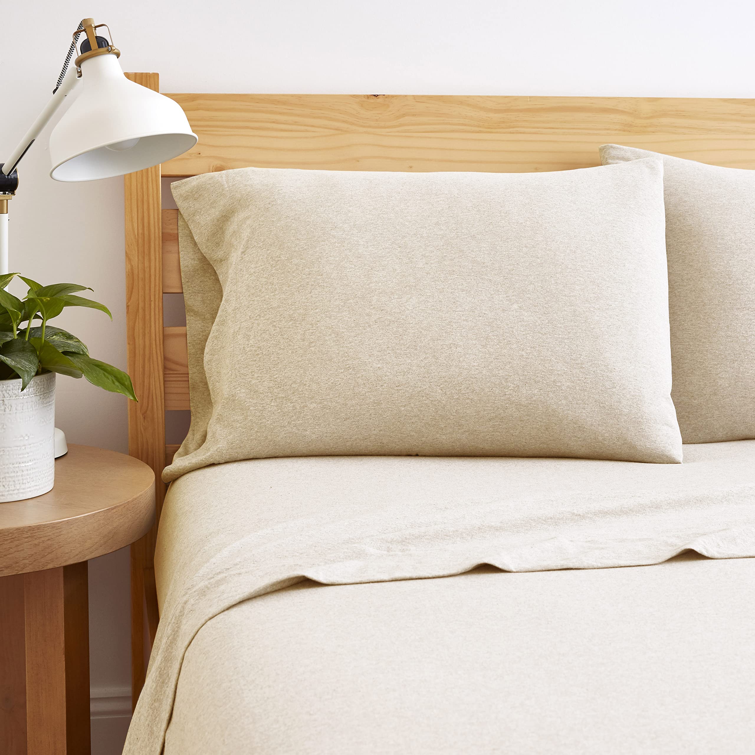 BED INC Road Trip America Jersey Sheets Full Set - Cotton (4 Pieces) Deep Pockets T-Shirt Soft Knit Stretchy Jersey Full Size Sheet Sets Set - 1 Flat 1 Fitted 2 Pillowcases (Oatmeal, Full)
