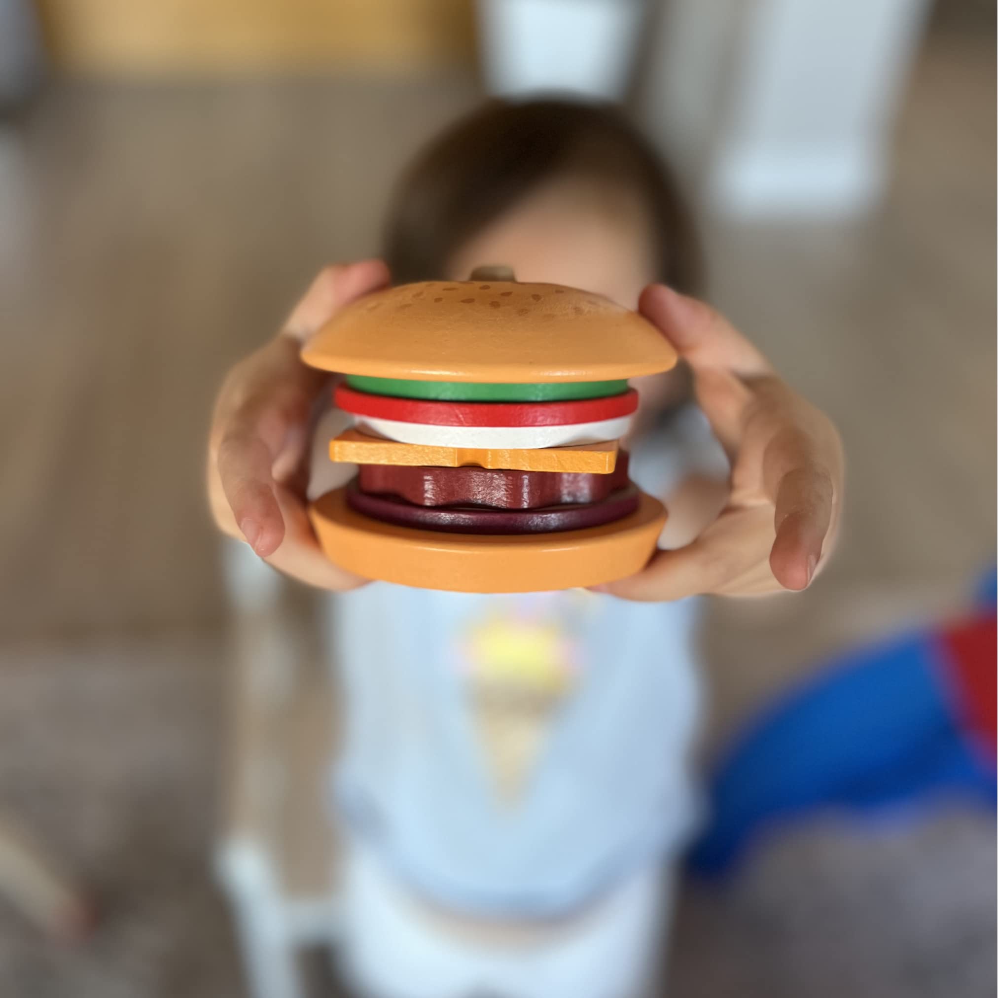 Montessori Mama Stacking Hamburger Toy, Create a Burger Sequencing Stacker, Food Stacking Toys Hamburger, Multi Cultural Play Food Sorting Toy