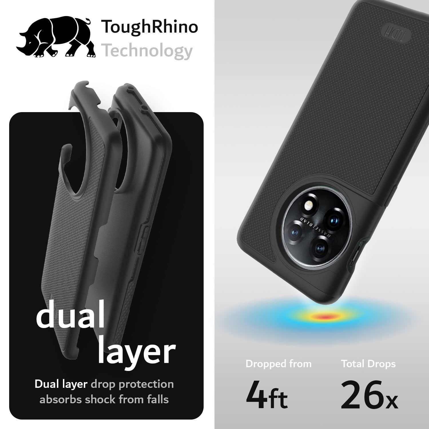 TUDIA DualShield Grip Designed for OnePlus 11 Case 5G (2023), [MergeGrip] Dual Layer Shockproof Slim Military Grade Non-Slip Tough Heavy Duty Protective Phone Case Cover - Matte Black