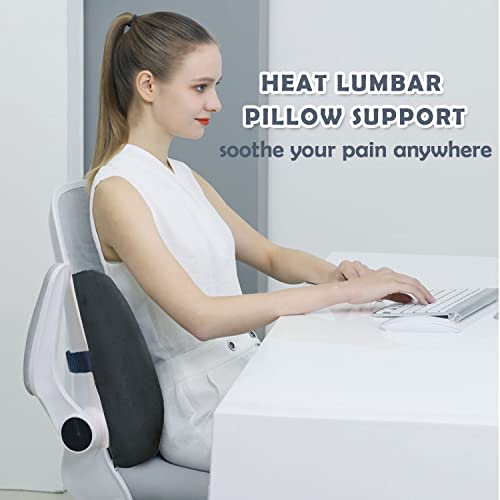 Heating Lumbar Support Pad for Back Pain Relief, Electric Heated Pad for Back with Strap, Soothing Heat Therapy 3 Heat Settings Timer Settings, Heating Technology for Waist, Abdomen, Neck, Shoulders