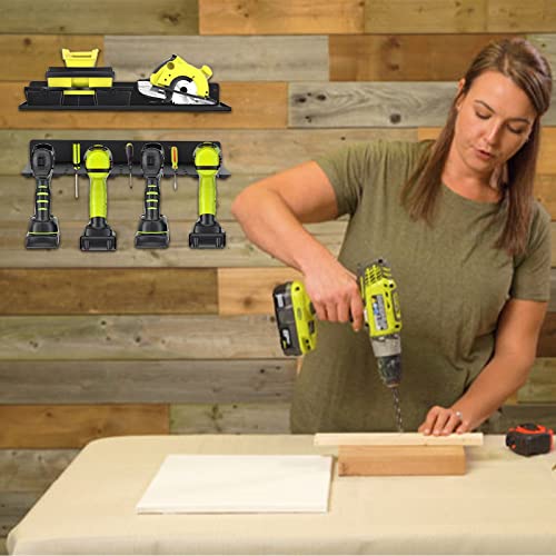 Foozet Power Tool Organizer and 2 Layers Power Tool Storage Rack,Drill and Tool Storage,Cordless Drill Storage,Wall Mount Tool Organizer