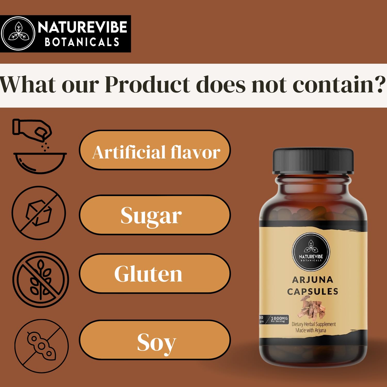Naturevibe Botanicals Arjuna Capsules Premium 180 Veg Capsules | 1000mg Per Serving | Traditional Supplement | Made with Pure Herb Arjuna Powder