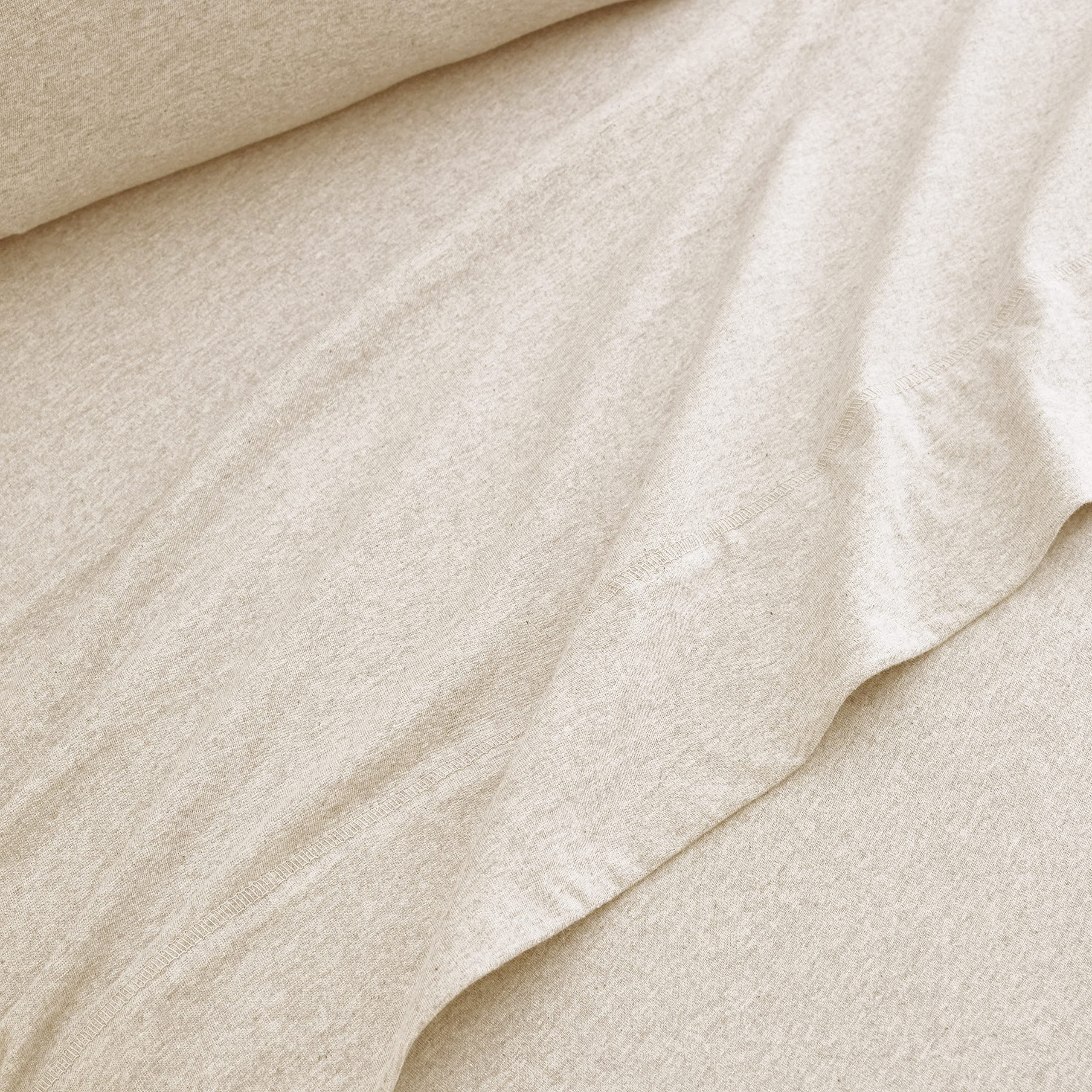 BED INC Road Trip America Jersey Sheets Full Set - Cotton (4 Pieces) Deep Pockets T-Shirt Soft Knit Stretchy Jersey Full Size Sheet Sets Set - 1 Flat 1 Fitted 2 Pillowcases (Oatmeal, Full)