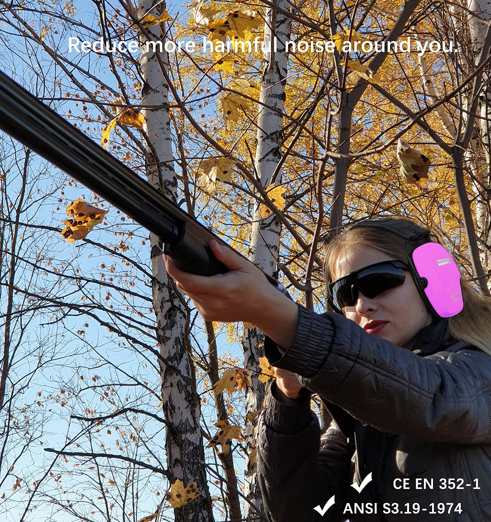 PROHEAR 016 Shooting Ear Protection Earmuffs 3 Pack, NRR 26dB for Gun Range, Hunting -Black and Green and Pink