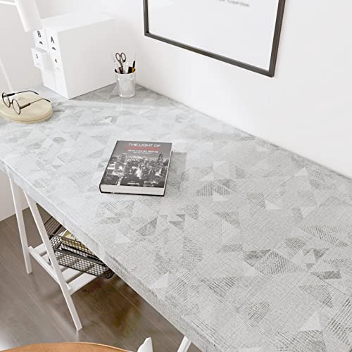 Wallercity Light Grey Grasscloth Peel and Stick Wallpaper Removable Fabric Grass Cloth Wallpaper Self Adhesive Textured Gray Linen Contact Paper for Cabinets Waterproof Drawers Liners Vinyl Paper Film