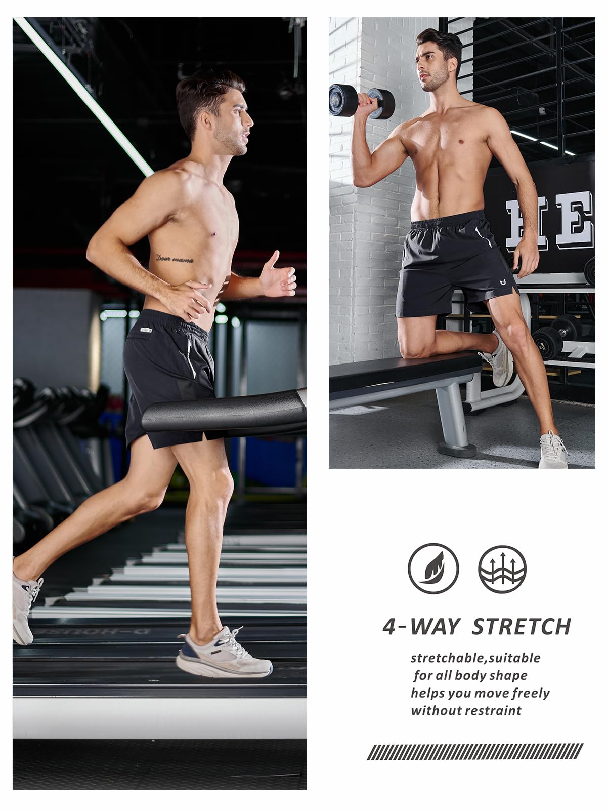 NORTHYARD Men's Running Athletic Shorts 5" / 7" Workout Gym Short Tennis Quick Dry Lightweight Active Sport Hiking Basketball-5'' BLACK-3XL