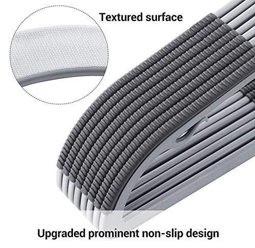 Kang Yuan Plastic Hangers 50 Pack Dry Wet Clothes Hangers Space Saving Coat Hanger, Upgraded Rubber Stripe Non-Slip Pants Hangers, 360° Swivel Hook Clothes Hangers, 16.5 Inches, Gray