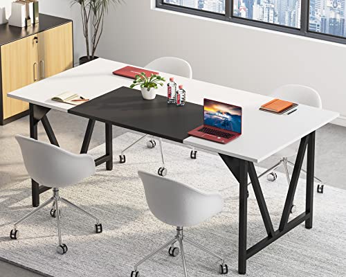LITTLE TREE 6FT Conference Table, Modern Meeting Tables, Rectangular Training Seminar Table, Boardroom Desk with Splicing Board for Home Office