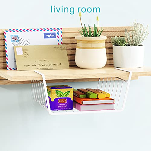 Veckle Small 6 Pack Under Shelf Wire Basket & 4 Pack Stackable Under Cabinet Storage, Bundle