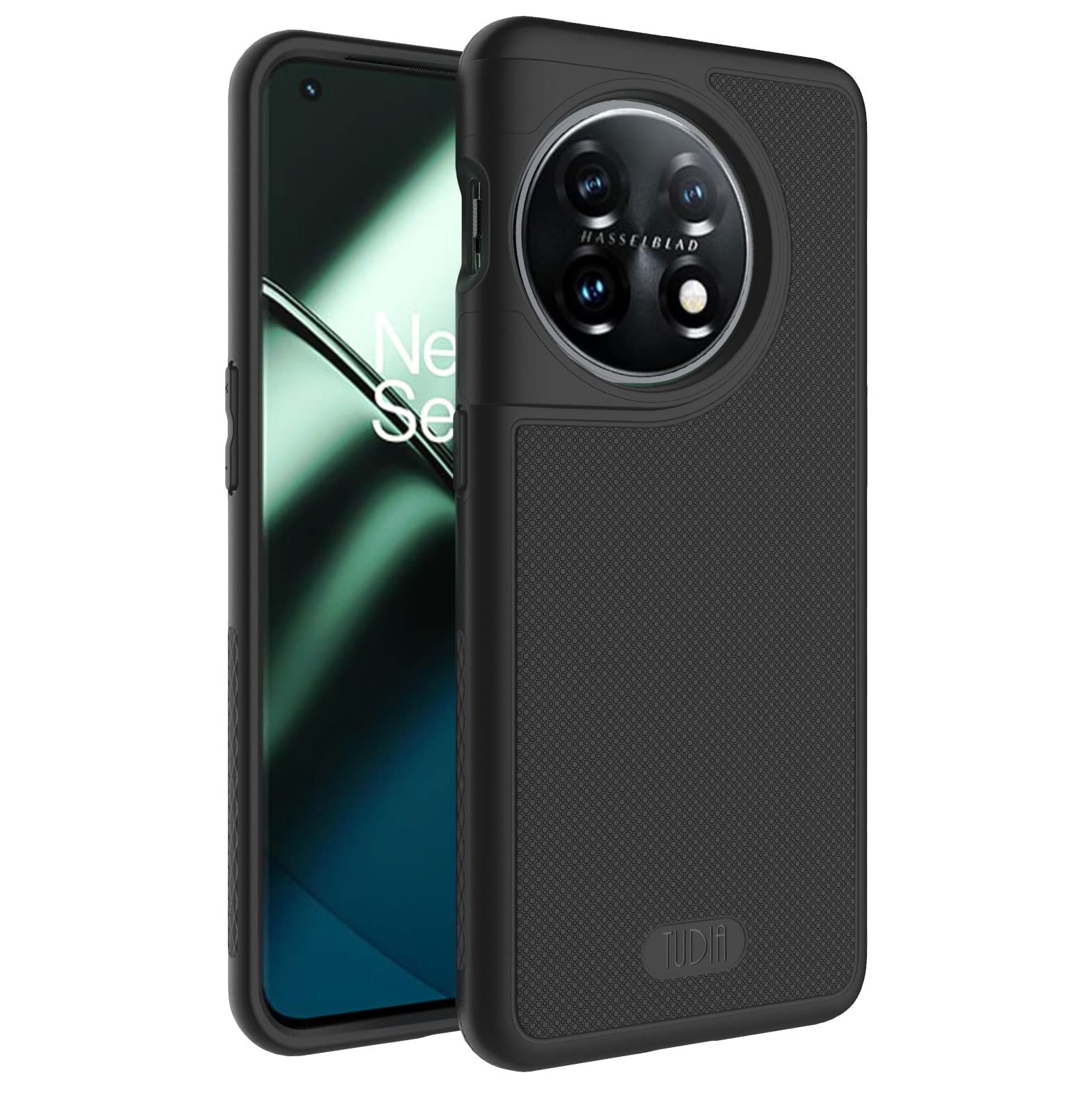 TUDIA DualShield Grip Designed for OnePlus 11 Case 5G (2023), [MergeGrip] Dual Layer Shockproof Slim Military Grade Non-Slip Tough Heavy Duty Protective Phone Case Cover - Matte Black