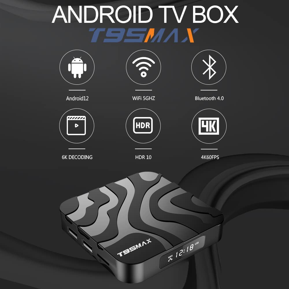 Sidiwen TV Box, Android 12.0 TV Box 4GB RAM 64GB ROM, H618 Quad Core Android Box with 2.4G/5.0GHz Dual WiFi Support 100M Ethernet 3D/Ultra HD 6K Smart TV Box