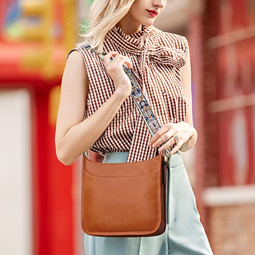 KITATU Crossbody Bag for Women Hobo Handbags - Vegan Leather Designer Purse Shoulder Zipper Bag with 2 Adjustable Straps (Medium, A-Brown(with slim wallet))