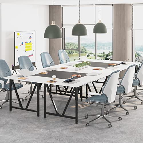 LITTLE TREE 6FT Conference Table, Modern Meeting Tables, Rectangular Training Seminar Table, Boardroom Desk with Splicing Board for Home Office
